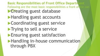hospitality management Front Desk | PPTX