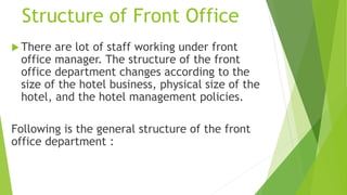 hospitality management Front Desk | PPTX