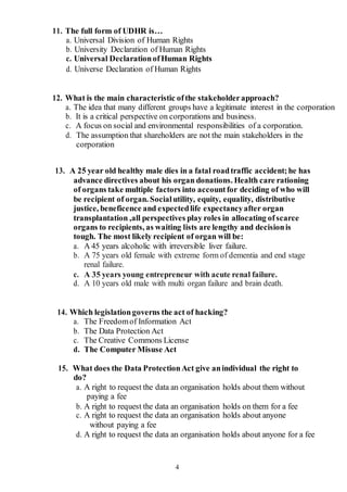 Bba 5th sem business ethics pre board question | PDF