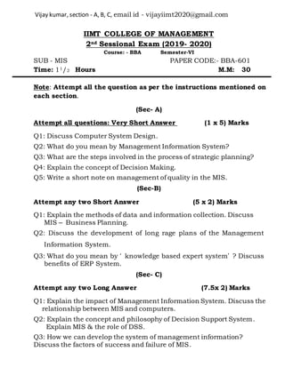 MIS - Management information System | DOC
