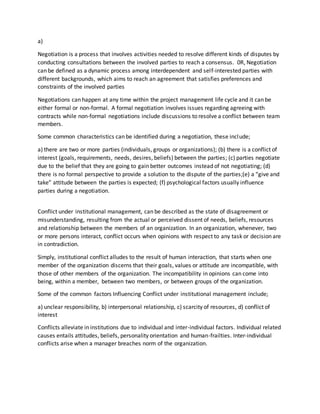 Notes on Conflict and Negotiation | DOCX