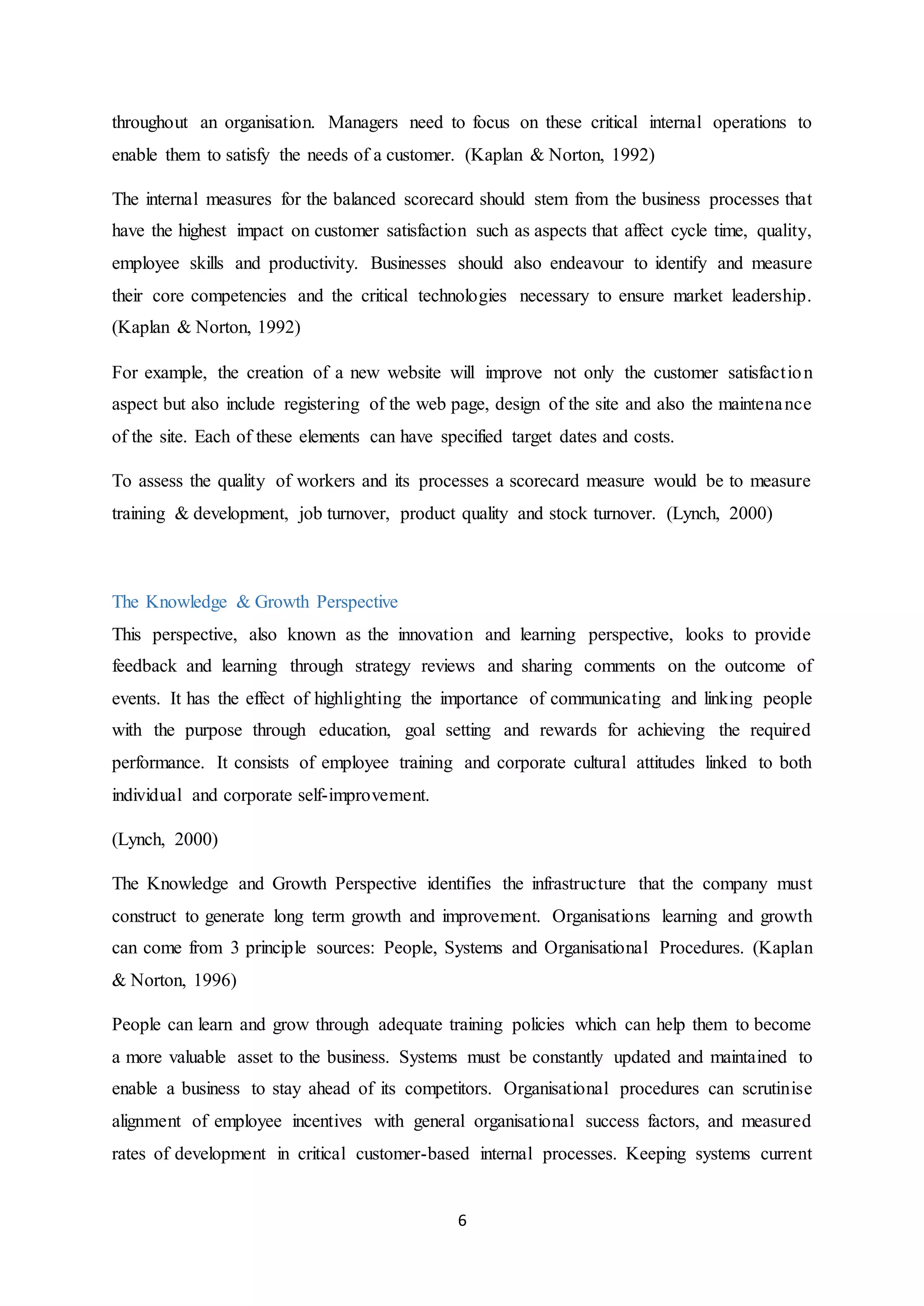 Balanced Scorecard Strategic Management | DOCX