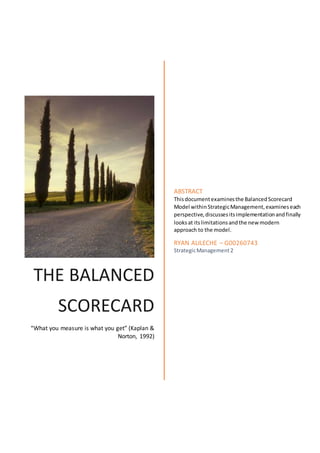 Balanced Scorecard Strategic Management | DOCX | Business ...