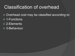 Bba ii cost and management accounting u 2.2 overhead | PPT