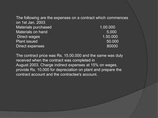 Bba ii cost and management accounting u 3.3 contract costing | PPT