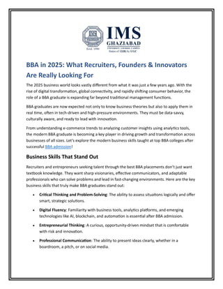 BBA in 2025 What Recruiters, Founders & Innovators Are Really Looking ...