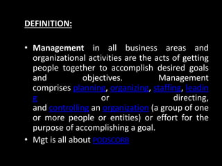 Bbai pom u1.1 basics of management | PPT