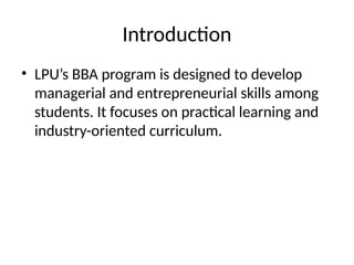 BBA_LPU_Presentation. Lovely Professional University | PPTX