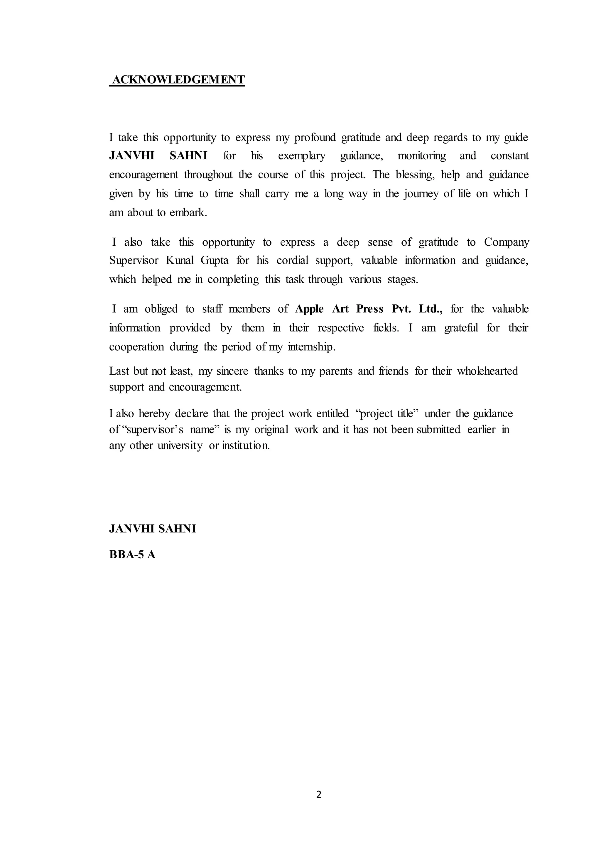 BBA final year project | DOCX