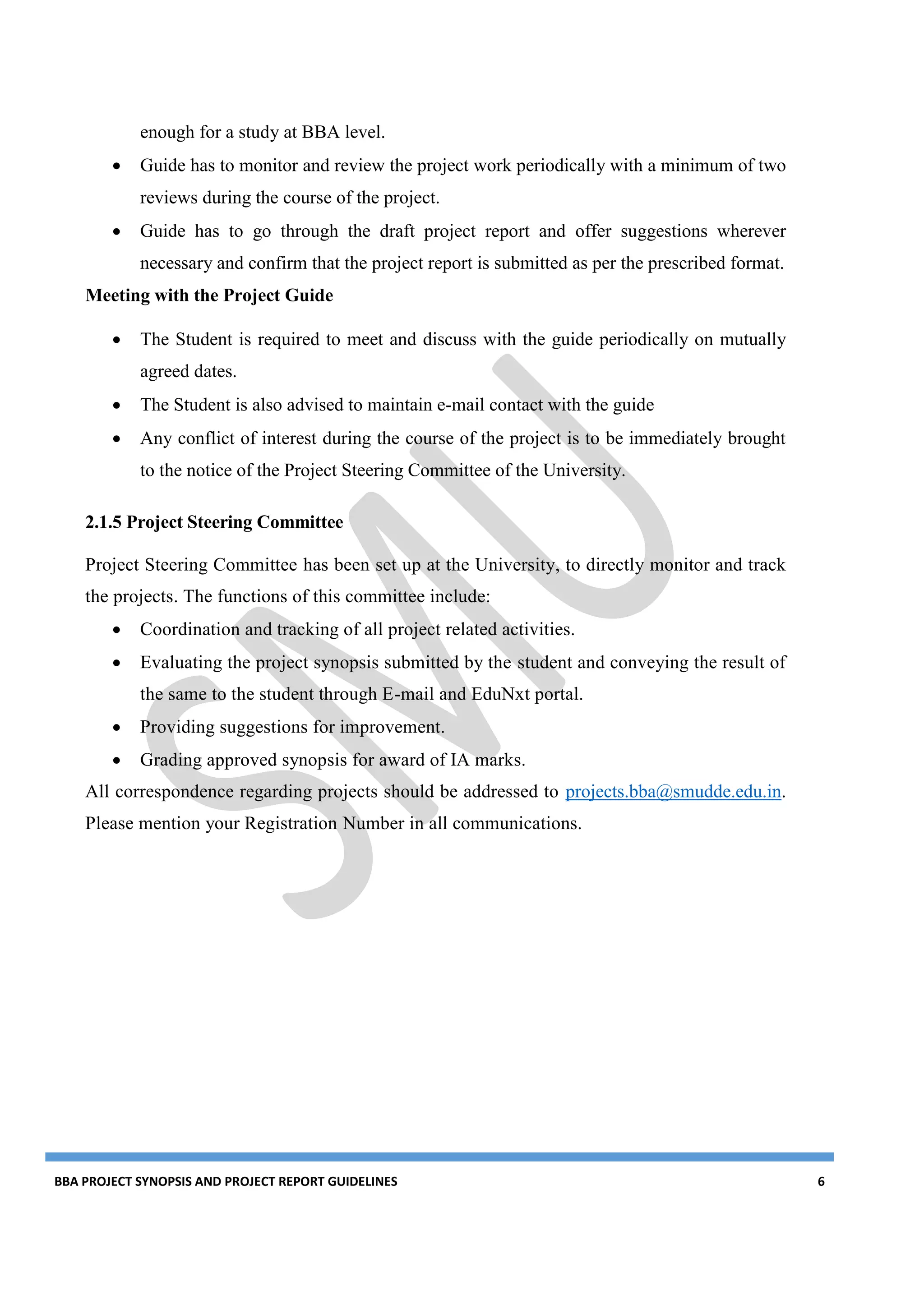 SMU BBA PROJECT GUIDELINES | PDF