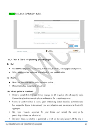 SMU BBA PROJECT GUIDELINES | PDF