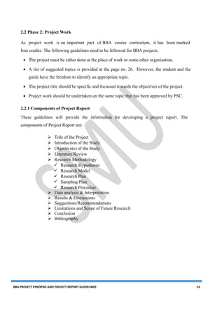 SMU BBA PROJECT GUIDELINES | PDF