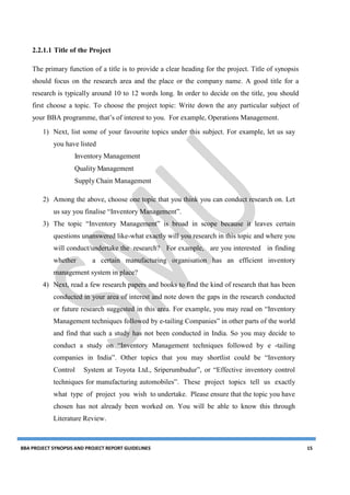 SMU BBA PROJECT GUIDELINES | PDF