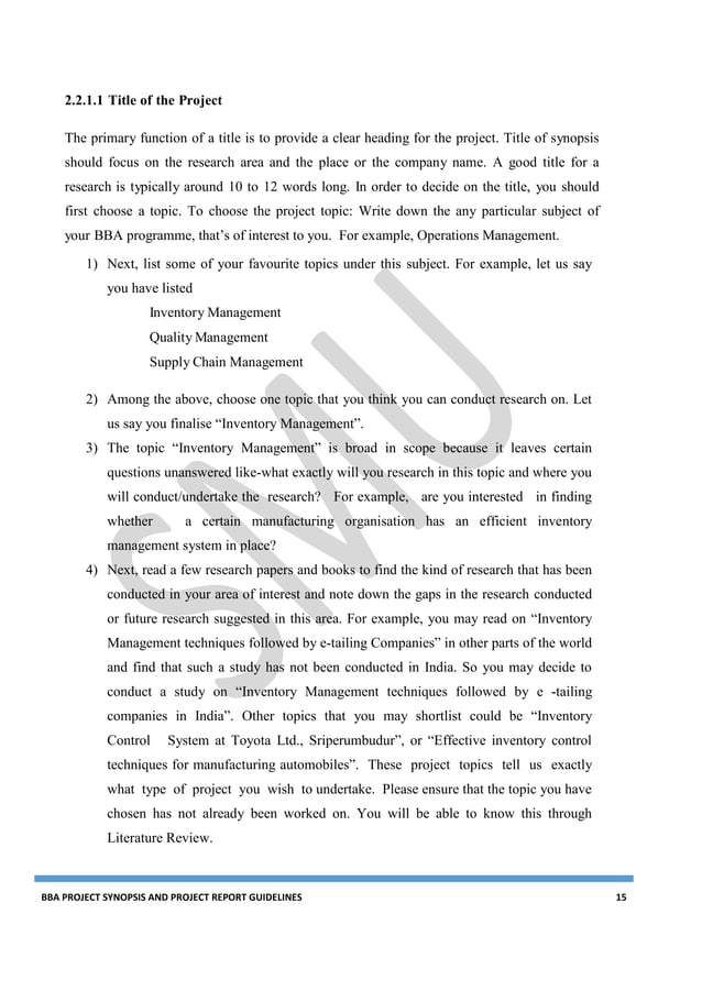 SMU BBA PROJECT GUIDELINES | PDF | Educational Assessment | Education