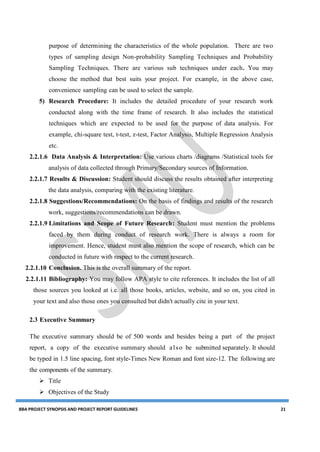 SMU BBA PROJECT GUIDELINES | PDF