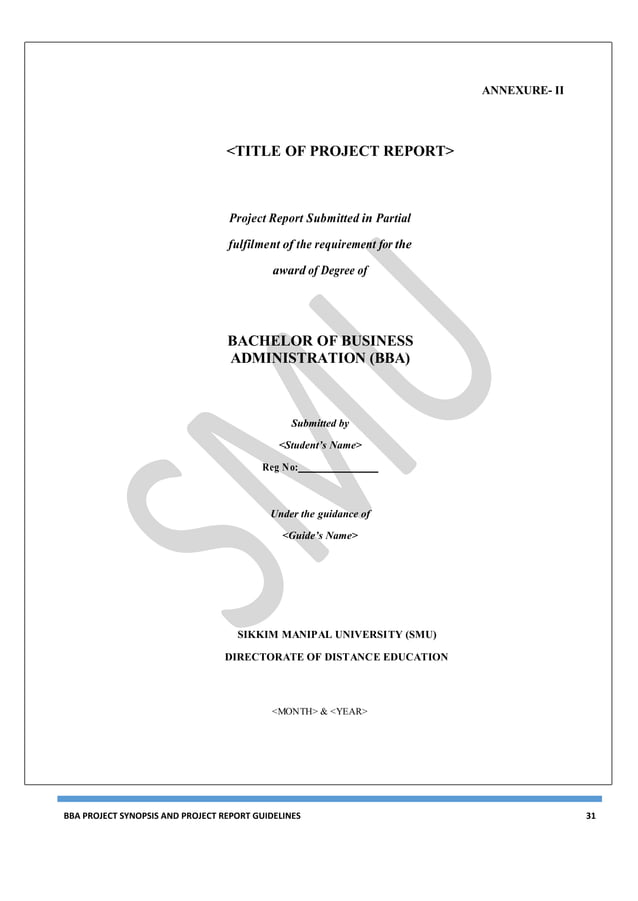 SMU BBA PROJECT GUIDELINES | PDF | Educational Assessment | Education