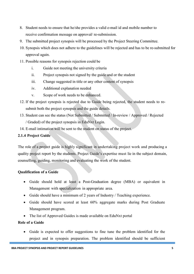 SMU BBA PROJECT GUIDELINES | PDF | Educational Assessment | Education