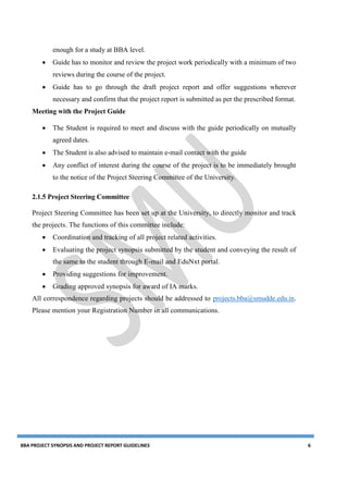 SMU BBA PROJECT GUIDELINES | PDF