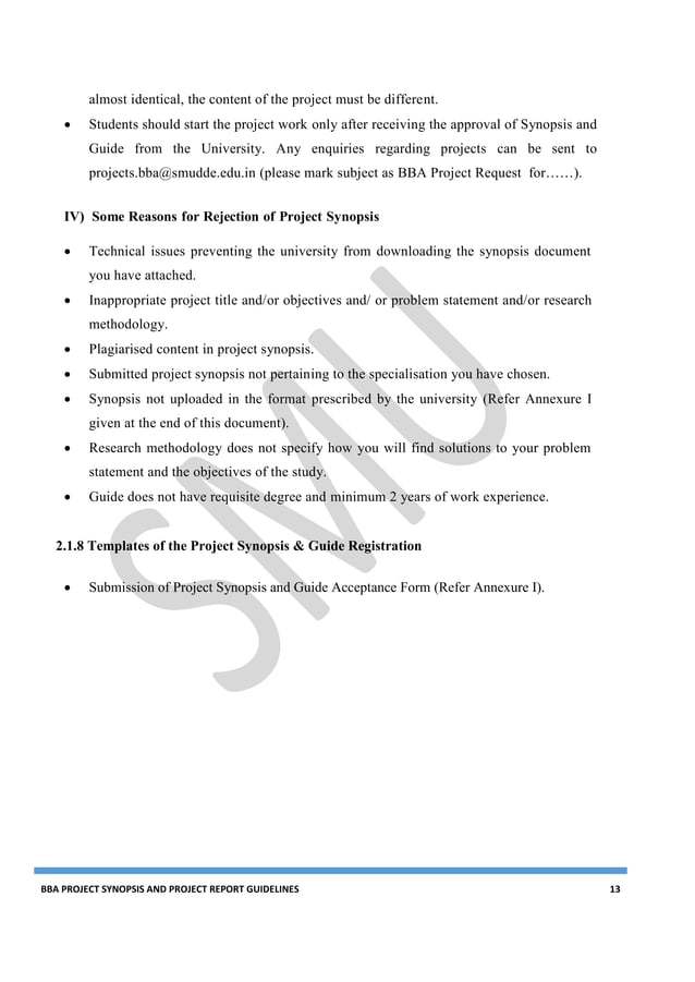 SMU BBA PROJECT GUIDELINES