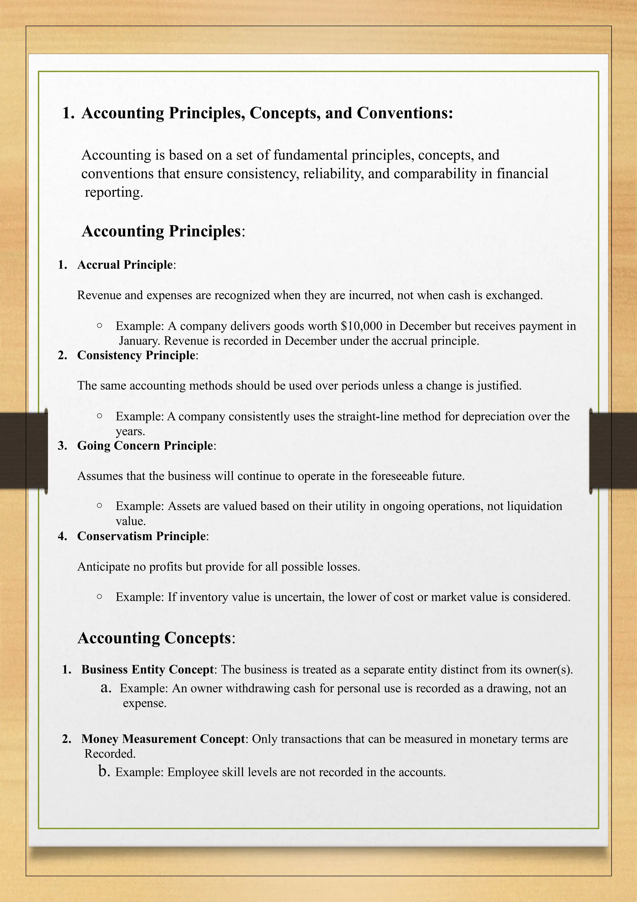 BBA REPORT on Accounting principles , basic accounting examples and ...