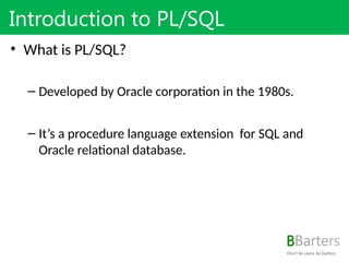 BBarters_PL_SQL overview cursor, function | PPTX