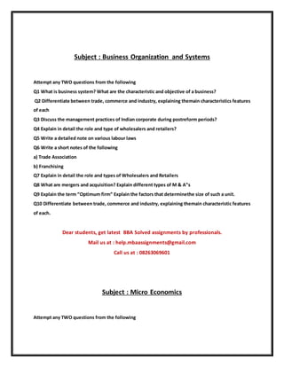 Bba solved assignmnets call us at - 08263069601 | PDF