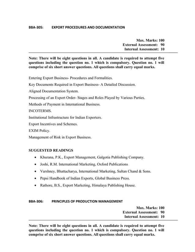 Bba syllabus | PDF | Educational Assessment | Education