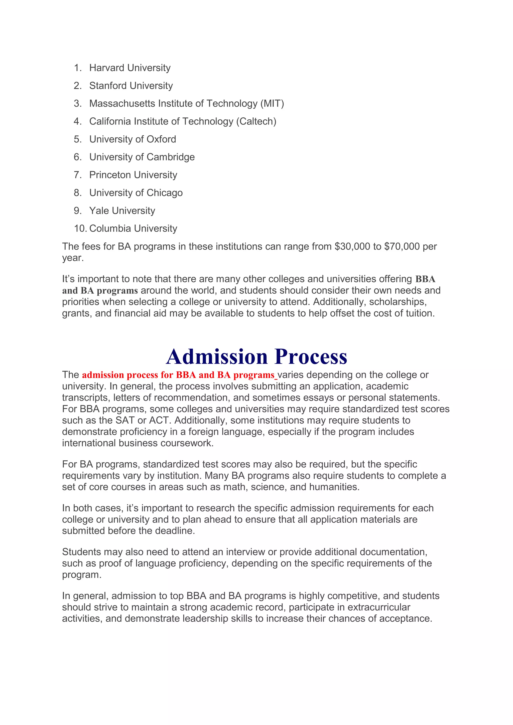 BBA vs BA | PDF | Undergraduate Education | College Education