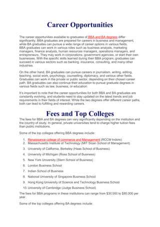 BBA vs BA | PDF | Undergraduate Education | College Education