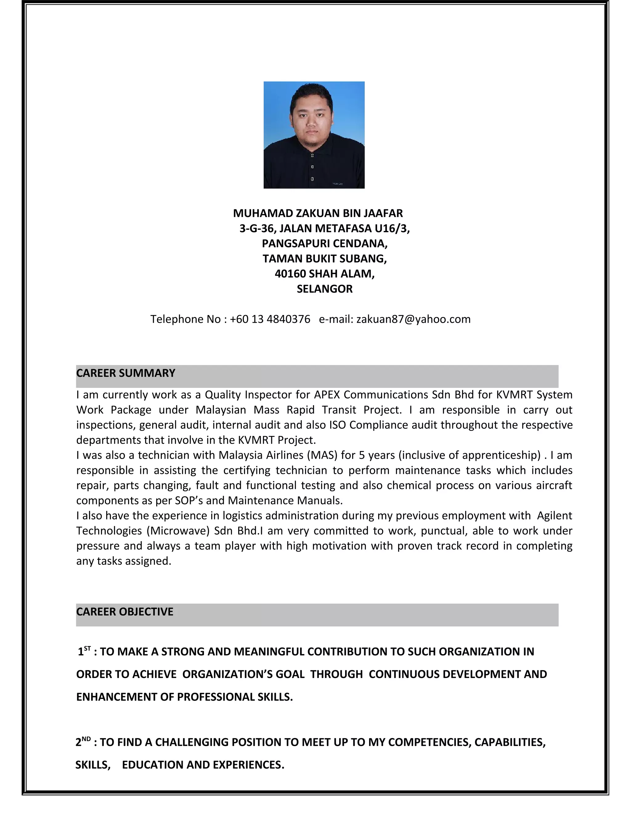 Resume ZAKUAN general | DOC | Aviation Industry | Industries