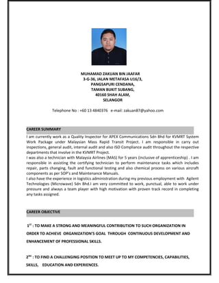 Resume ZAKUAN general | DOC | Aviation Industry | Industries