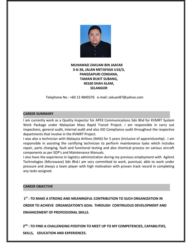 Resume ZAKUAN general | DOC | Aviation Industry | Industries