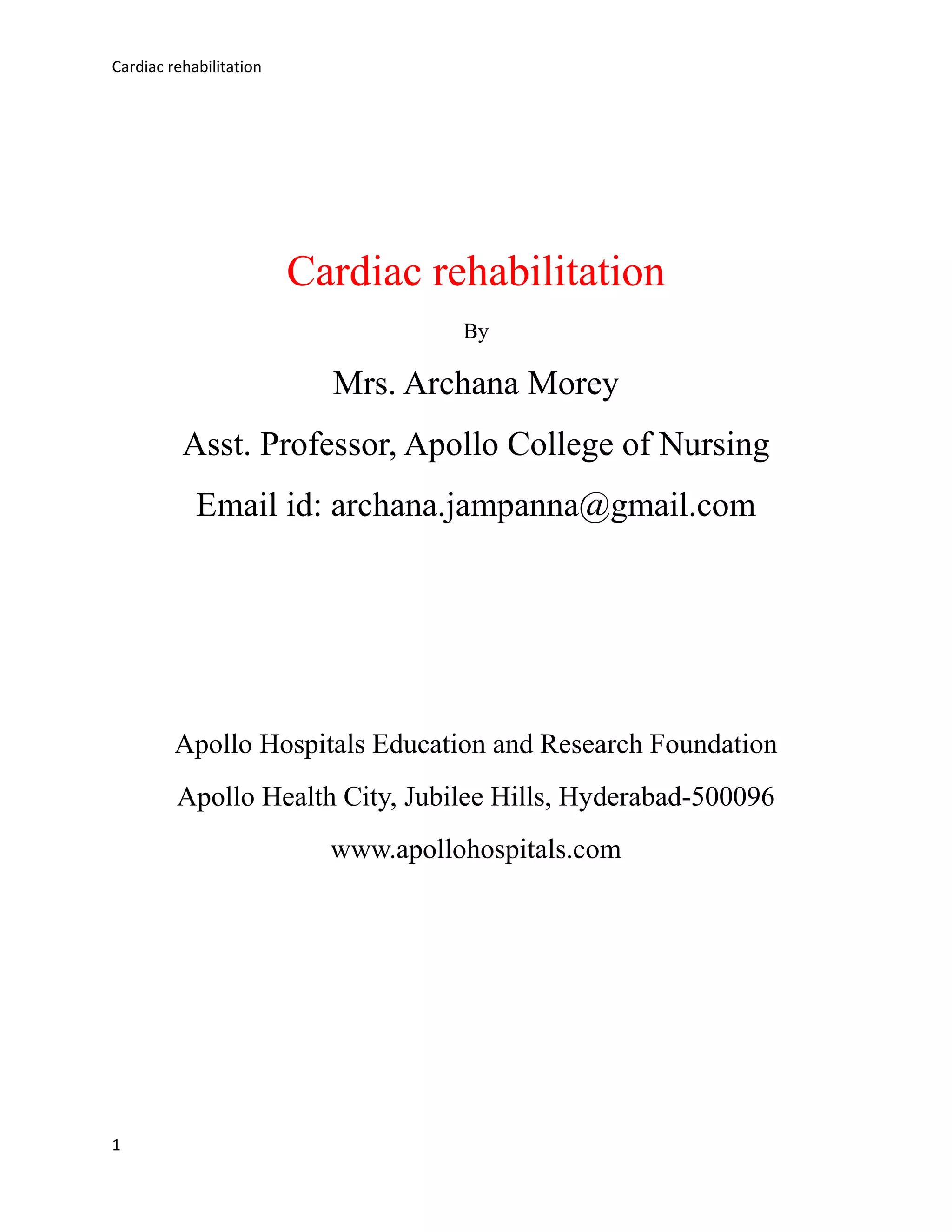 Cardiac rehabilitation (1) | PDF