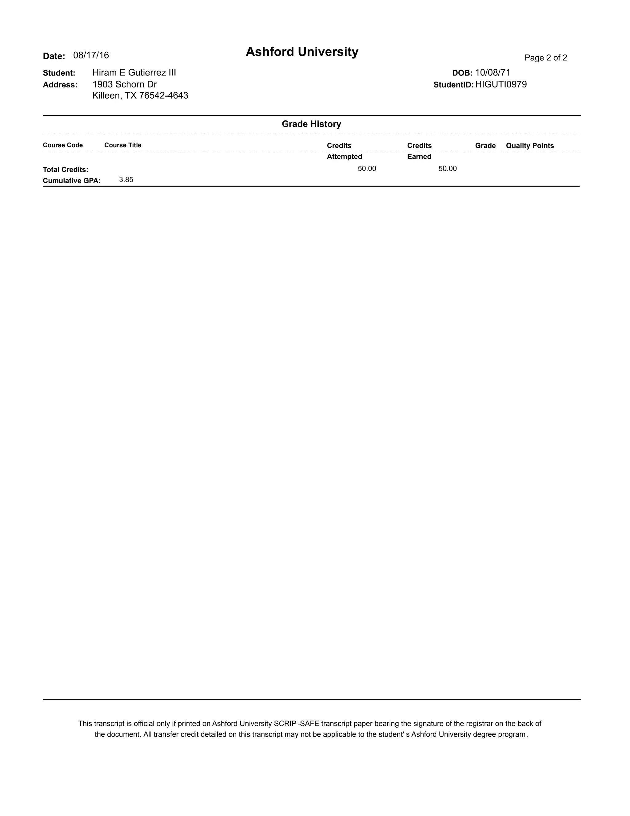 Ashford University transcripts | PDF | Undergraduate Education ...