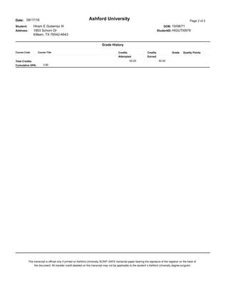 Ashford University transcripts | PDF | Undergraduate Education ...