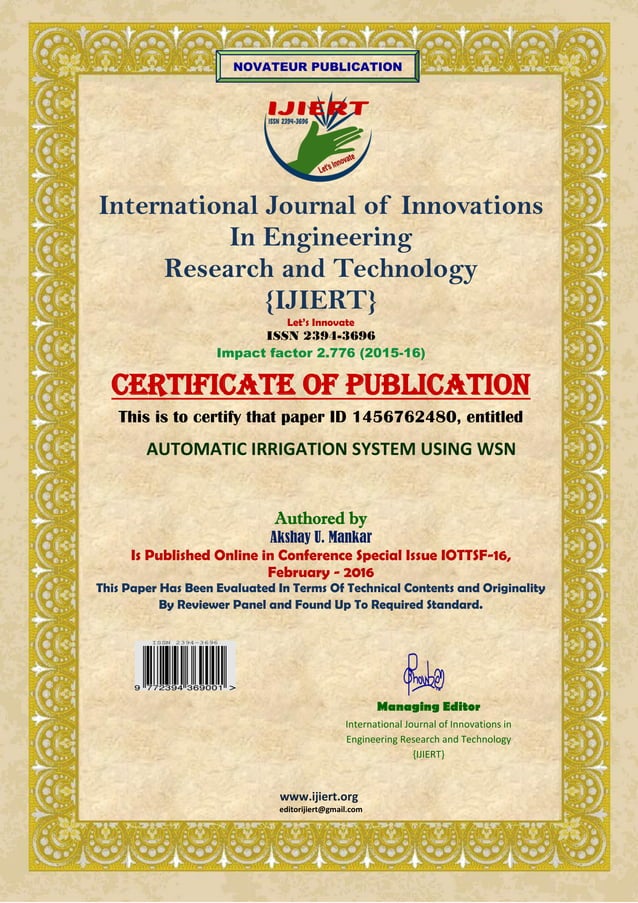 Akshay Mankar_IJIERT_Certificate | PDF