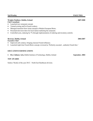 Neil Wortley Resume June 2015 | DOC | Business Administration | Business