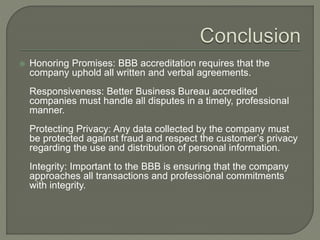 BBB Accreditation Guidelines | PPTX | Business | Business and Finance