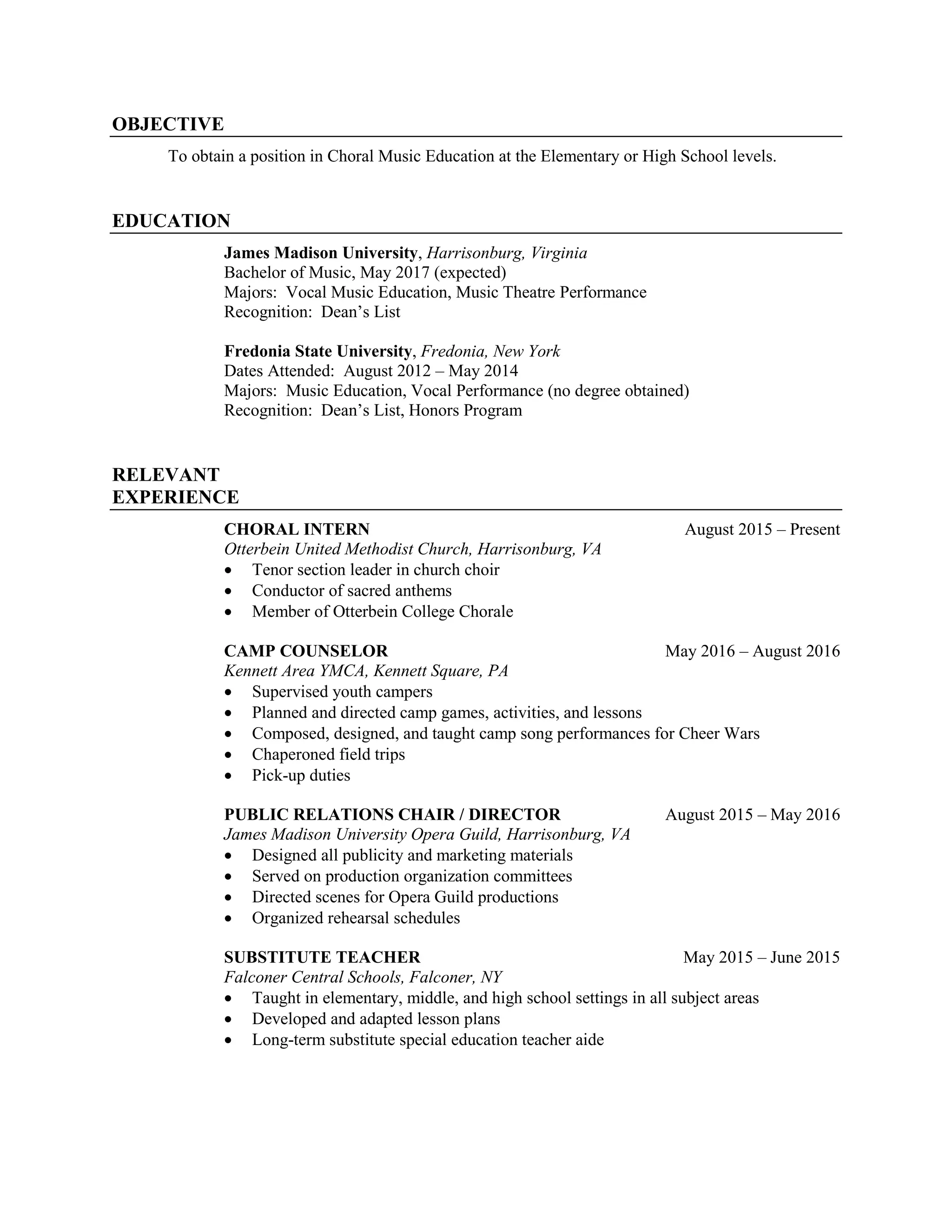 Music Education Resume - Benjamin L. Swanson | PDF