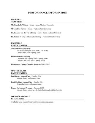 Music Education Resume - Benjamin L. Swanson | PDF