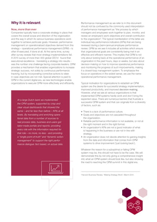 Closed-loop operational performance management - Enabling the performance dialogue in the ...