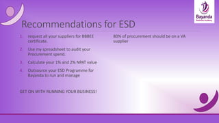 Improve your BBBEE score using Enterprise Supplier Development and ...