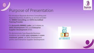 Bbbee esd and sd presentation | PDF