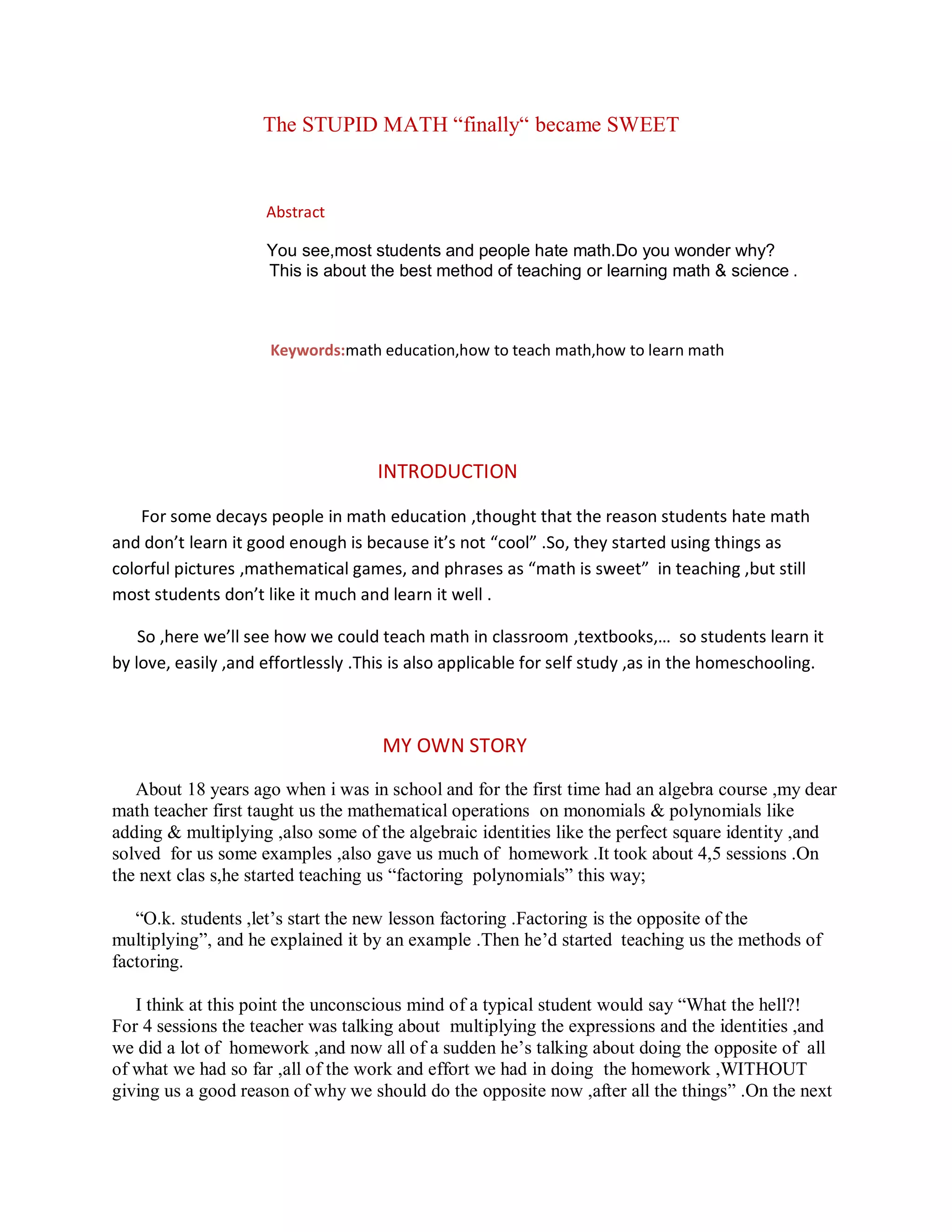 The STUPID MATH finally became SWEET! | PDF