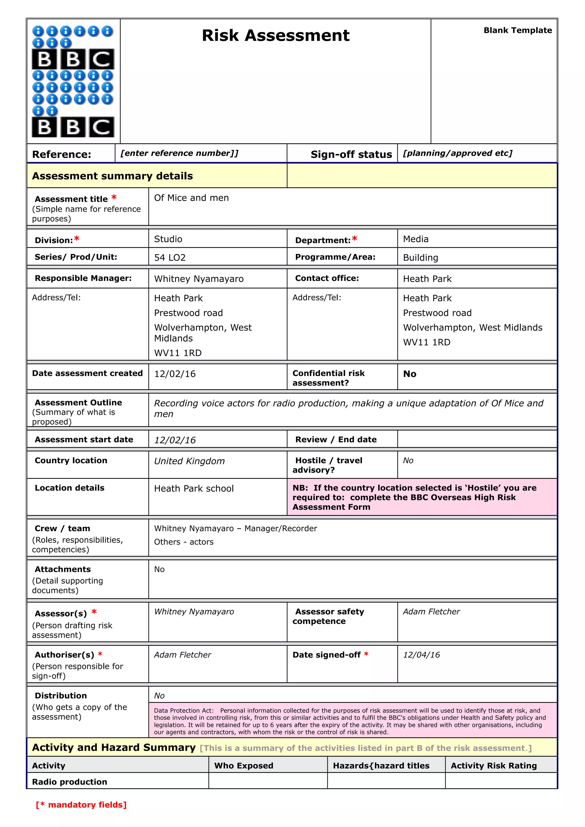 Bbc risk-assessment | DOC