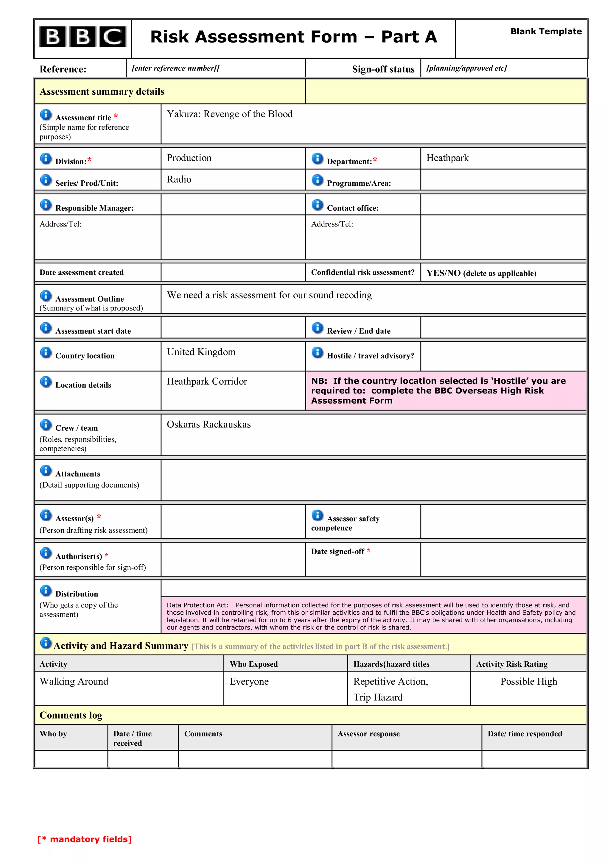 Bbc risk-assessment 1 | PDF