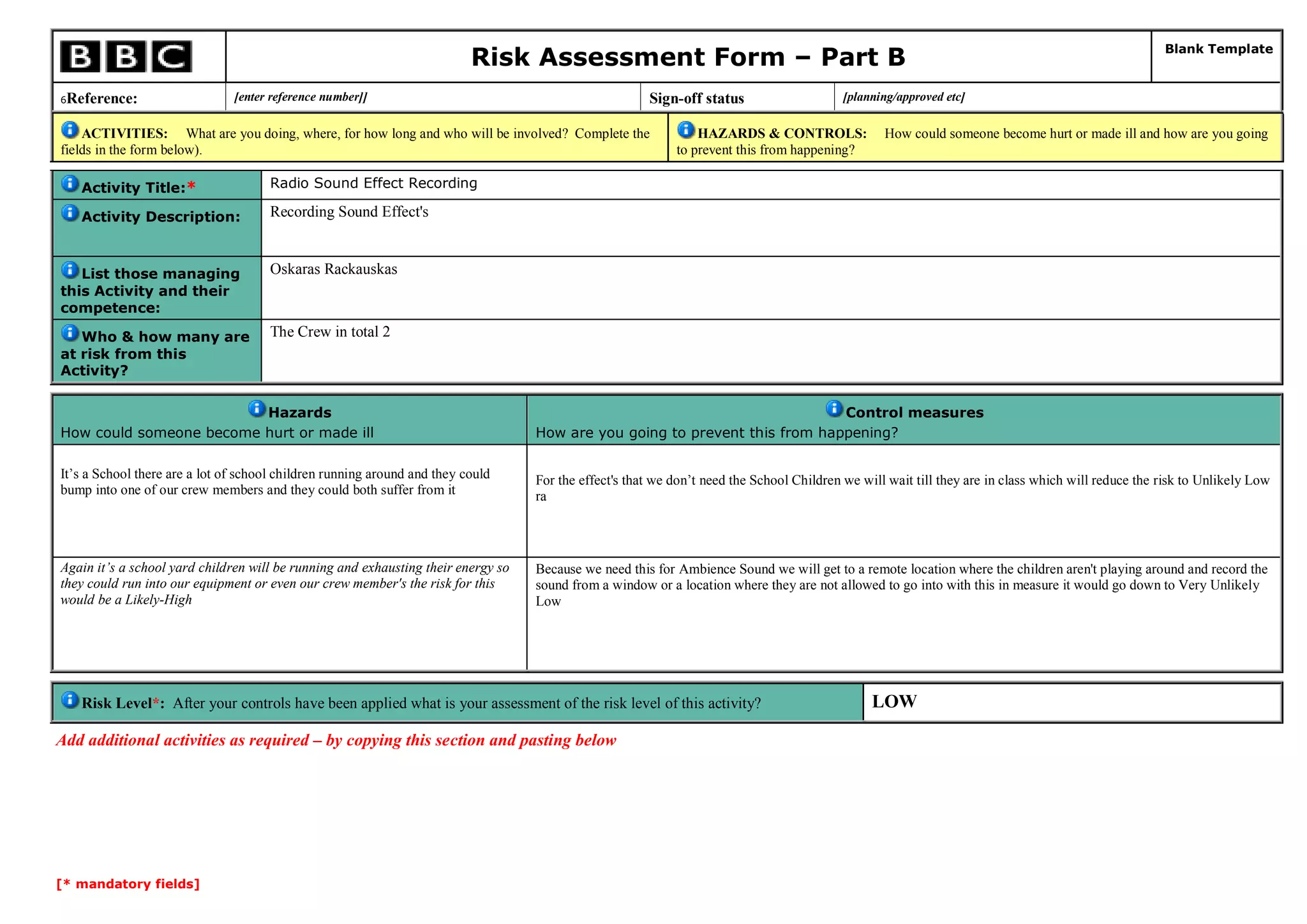 Bbc risk-assessment 1 | PDF