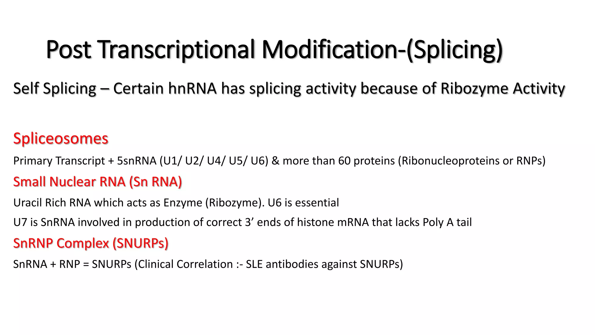 Post Transcriptional Modifications Pptx Chemistry Science