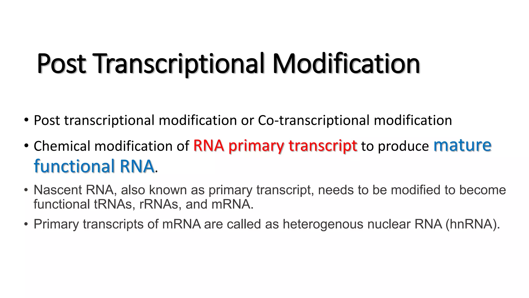 Post Transcriptional Modifications | PPTX