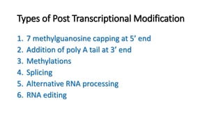 Post Transcriptional Modifications | PPTX